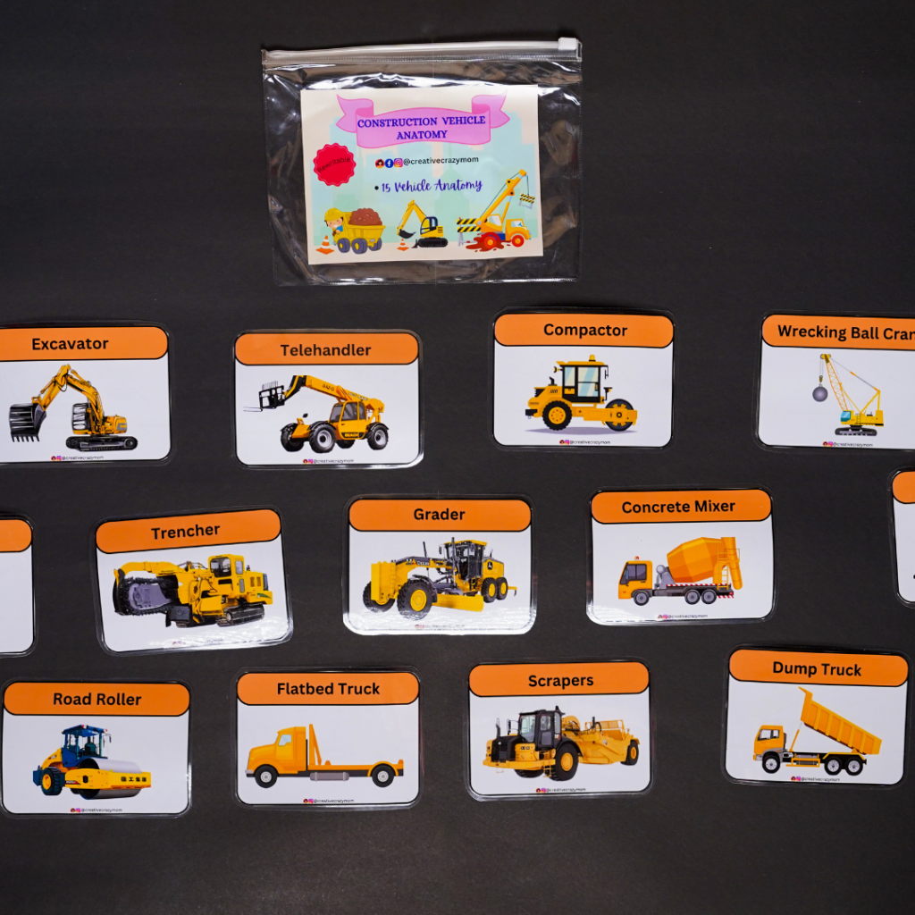 Construction Vehicles Flashcards – Creative Crazy Mom